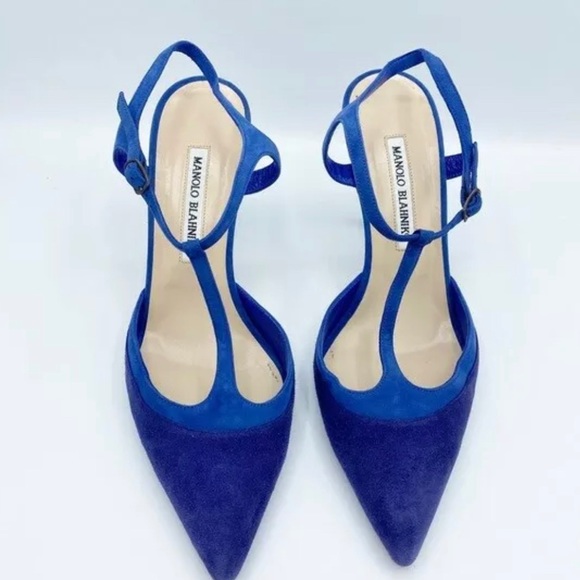 Manolo Blahnik | Shoes | Manolo Blahnik Suede Blue Pumps 395 | Poshmark